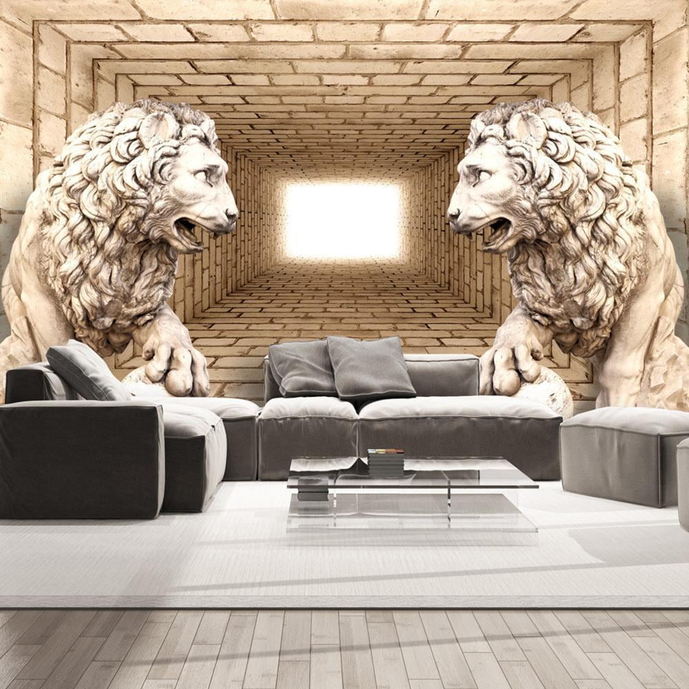 Tiptophomedecor 3D Illusion Wallpaper Wall Mural - Mystery Of Lions ...