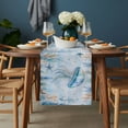 Blue Jellyfish Cotton Linen Table Runner Nautical Coastal Shell Bubble ...
