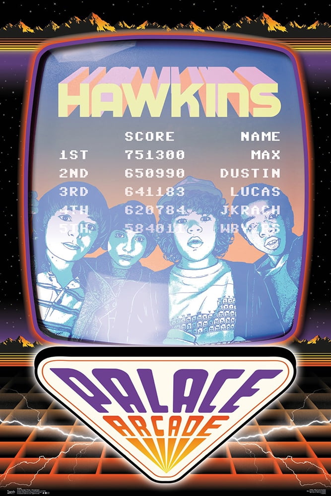 Stranger Things - TV Poster (Hawkins - Palace Arcade) (Black Poster ...