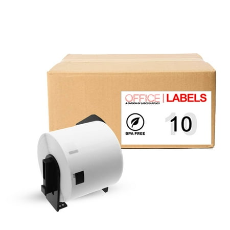 10 Rolls of DK-1202 Compatible Labels for BROTHER 2-3/7" X 4" (62mm x ...