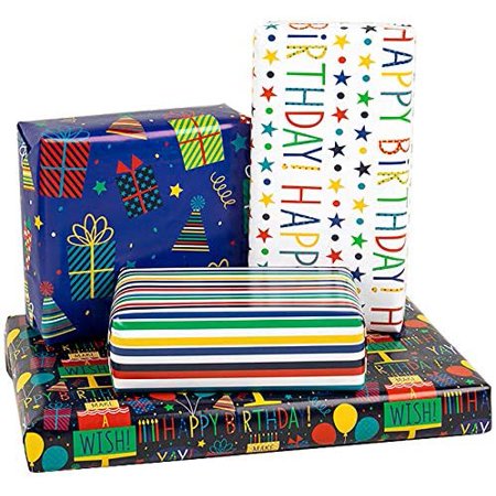 Wrapping Paper Sheet with Gift Tags Folded Flat 4 Different Adorable ...