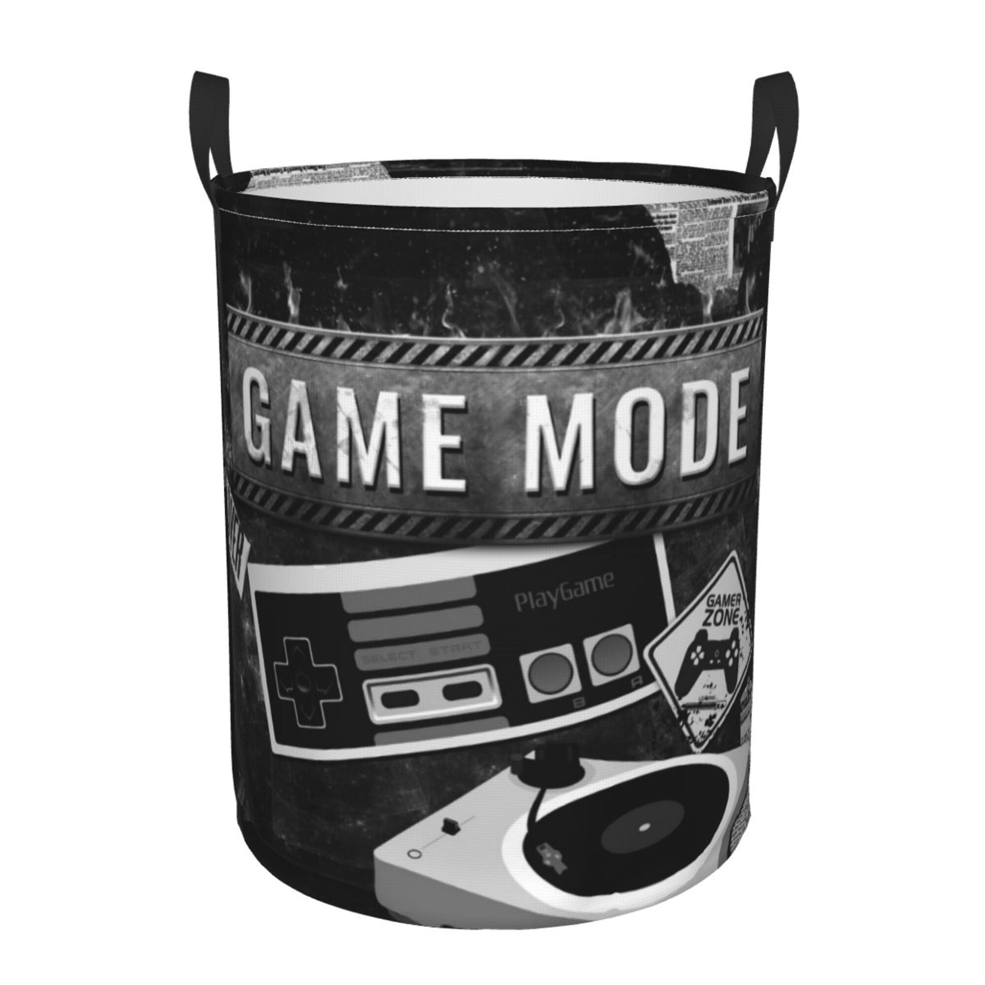 TEQUAN Waterproof Laundry Hampers, Black and White Game Mode Pattern ...