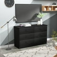Winkalon 6 Drawer Black Double Dresser,Wood Storage Cabinet with Easy ...