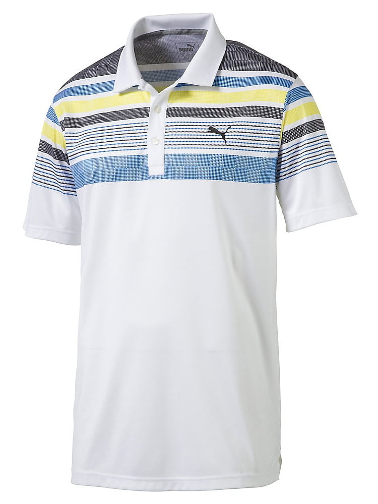 NEW 2017 Puma Jersey Stripe Polo Bright White/Blazing Yellow XXL Golf ...