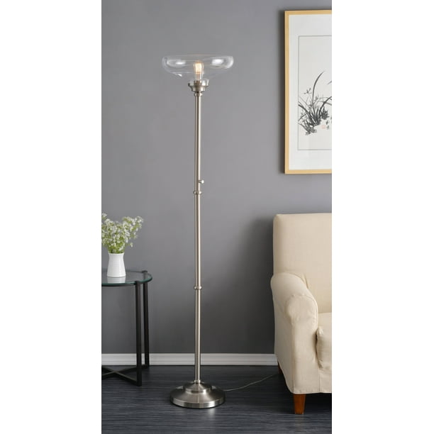 Wren Brushed Steel Torchiere Floor Lamp