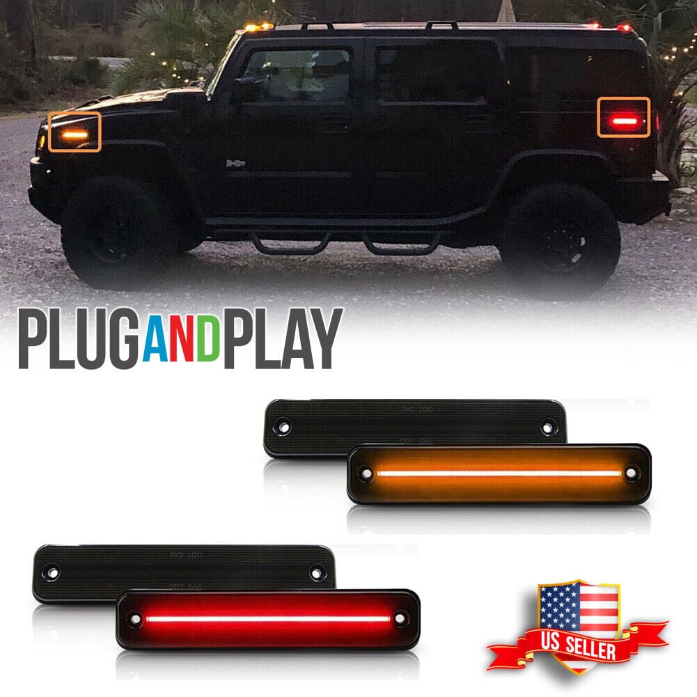 GTINTHEBOX Smoke Lens LED Side Marker Light for 2003-2009 Hummer H2 ...