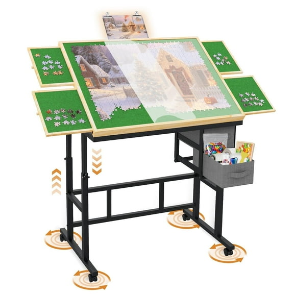 Jigsaw Puzzle Table for Adults with 6 Drawer and Legs, 1500 Pieces ...