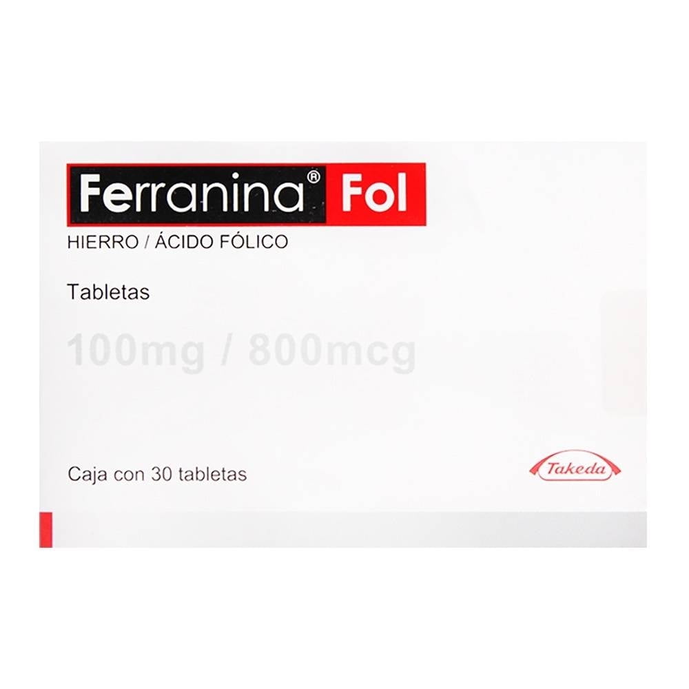 Ferranina fol 100 mg/800 mcg 30 tabletas | Walmart en línea