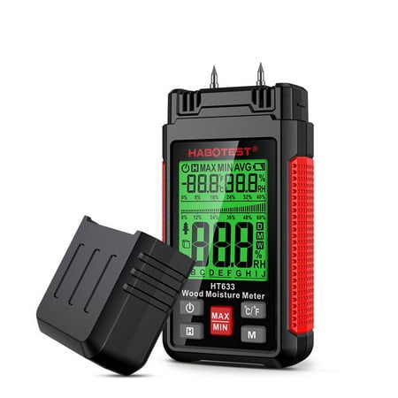 pitrice Digital Moisture Meter Wood Temperature Humidity Tester ...