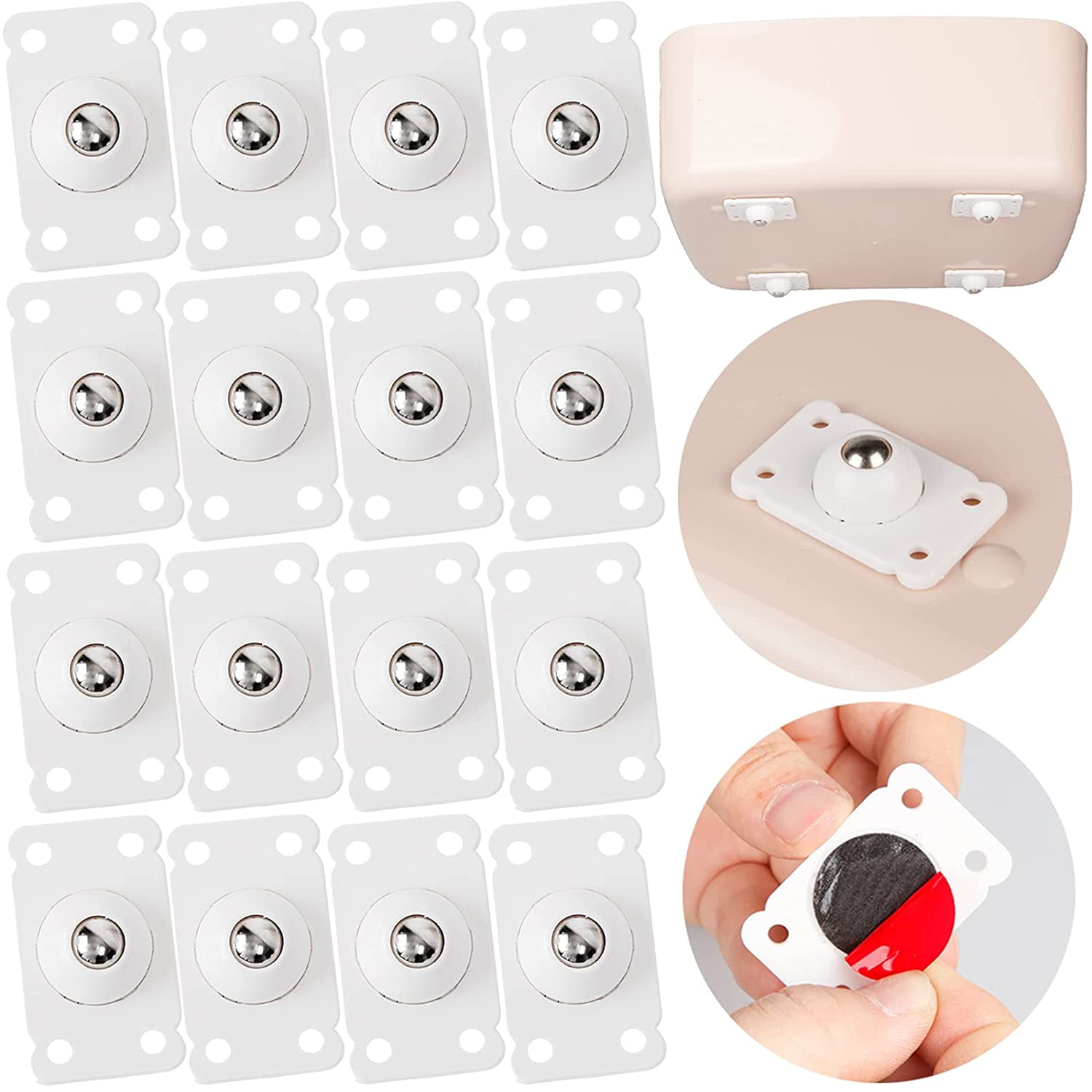 16 Pcs Mini Caster Wheels Self Adhesive Small Swivel Casters Paste ...