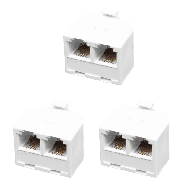 3X 2-Way 6P4C RJ11 Modular Phone Telephone Wall Adapter and Splitter ...