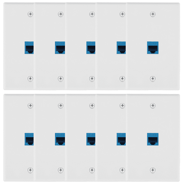 10 Pieces Ethernet Wall Outlet Plate Cat6 RJ45 Wall Plate Jack Female ...