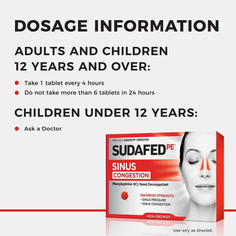 Sudafed PE Maximum Strength Non-Drowsy Sinus Decongestant,, 48% OFF