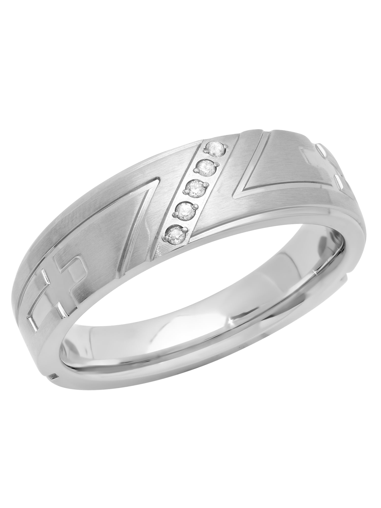 Men's Diamond Accent Stainless Steel Tapered Cross Ring - Walmart.com