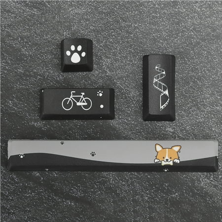 Richer-R Rubber Keycaps, DIY Mini Black Dogs Pattern Keycaps Space+ESC ...