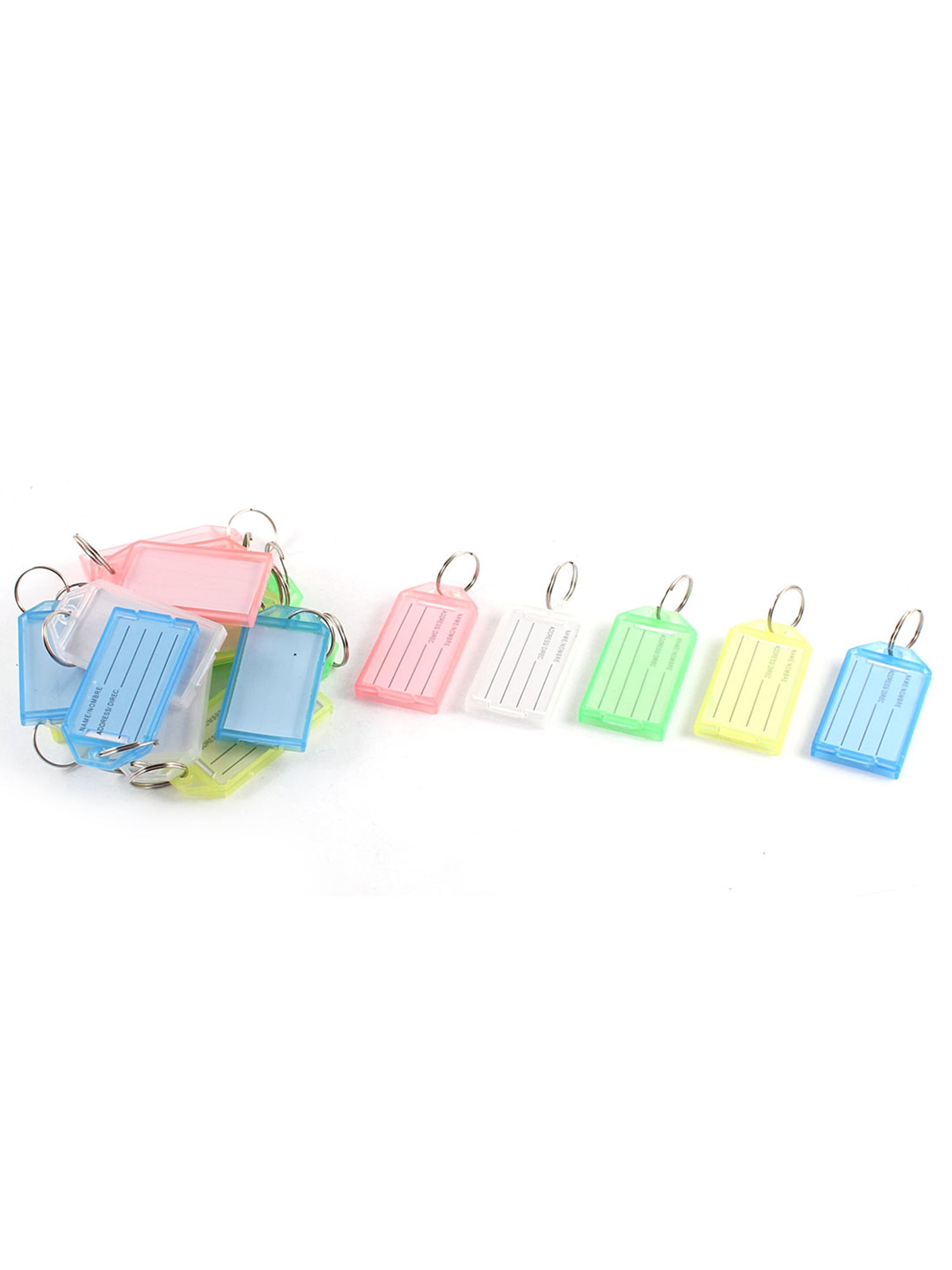 Plastic Key Fobs ID Tags Name Card Keyring Keychain w Label Assorted ...