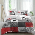 4 Piece Duvet Cover Set Queen, Abstract Geometric Buffalo Plaid Soft ...