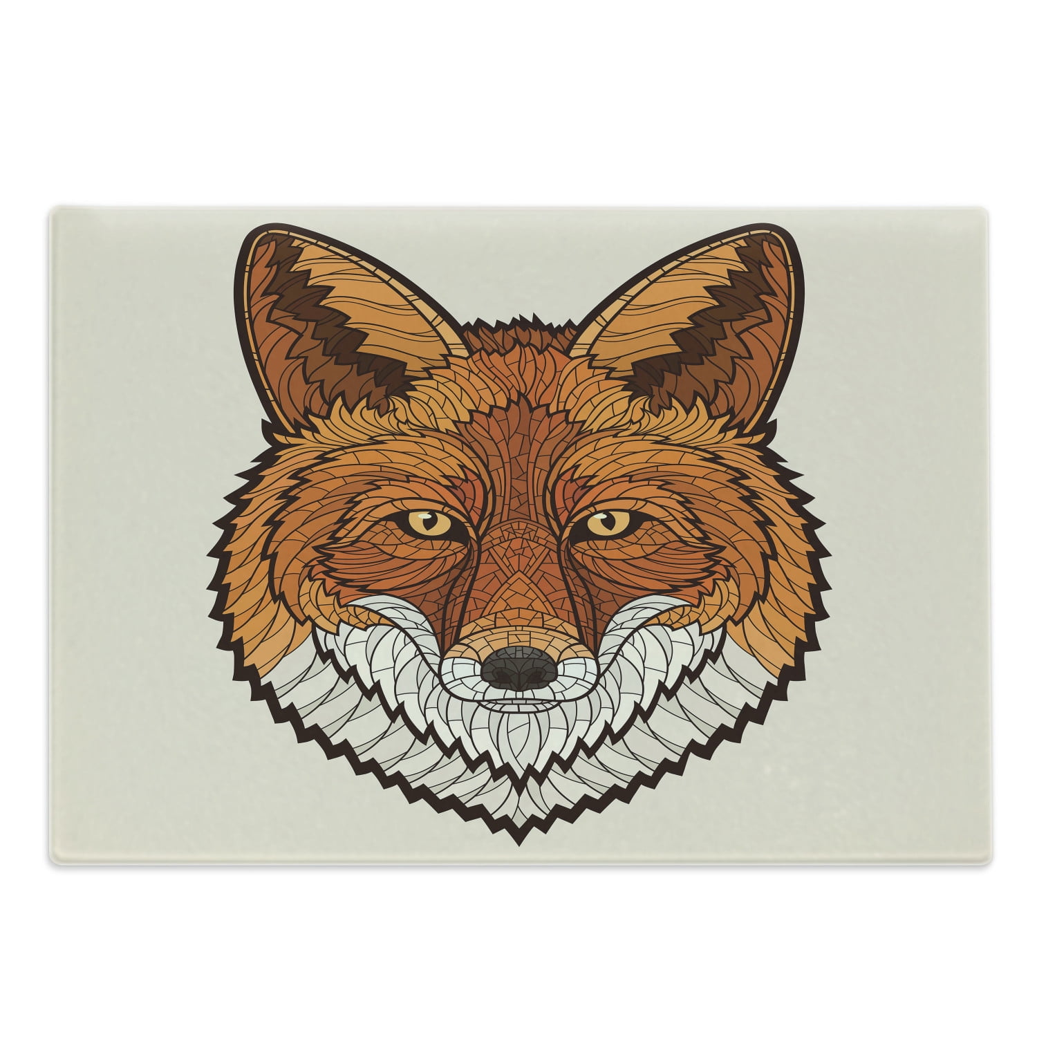 Fox Cutting Board, Wild Fox Portrait in Mosaic Inspired Style Furry ...