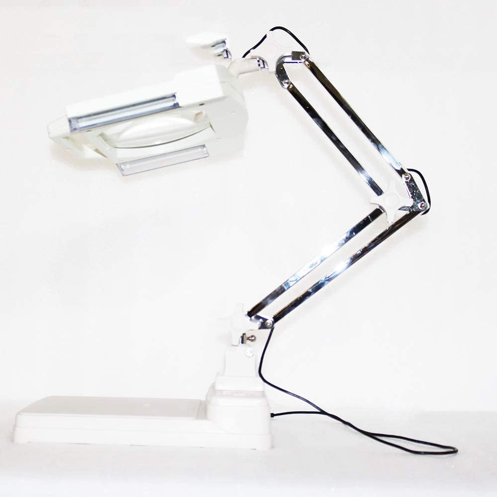 INTBUYING 10X HD Benchtop Magnifier Lamp LED Magnifying Glass Lens ...