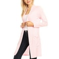 Women's Long Sleeves Relexed Fit Open Front Side Pockets Solid Cardigan ...