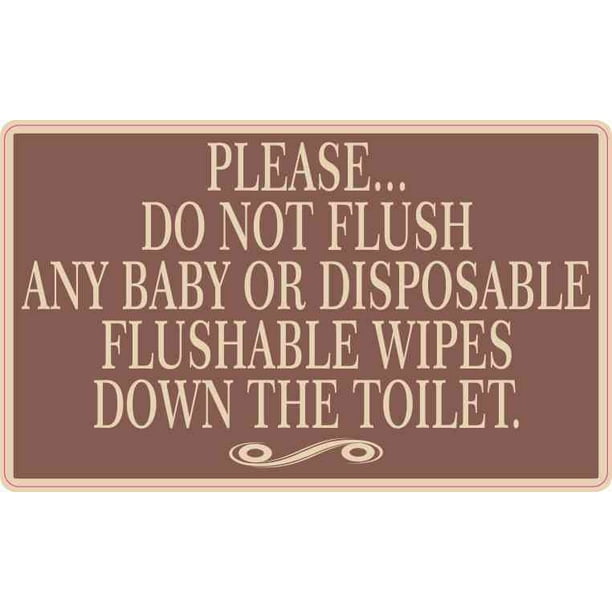 5in x 3in Do Not Flush Wipes Sticker Vinyl Restroom Sign Toilet ...
