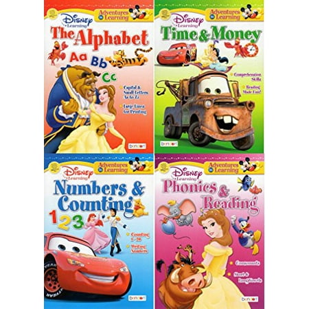 Disney Themed Alphabet, Reading, Numbers, and Time Workbook Set - 4 ...