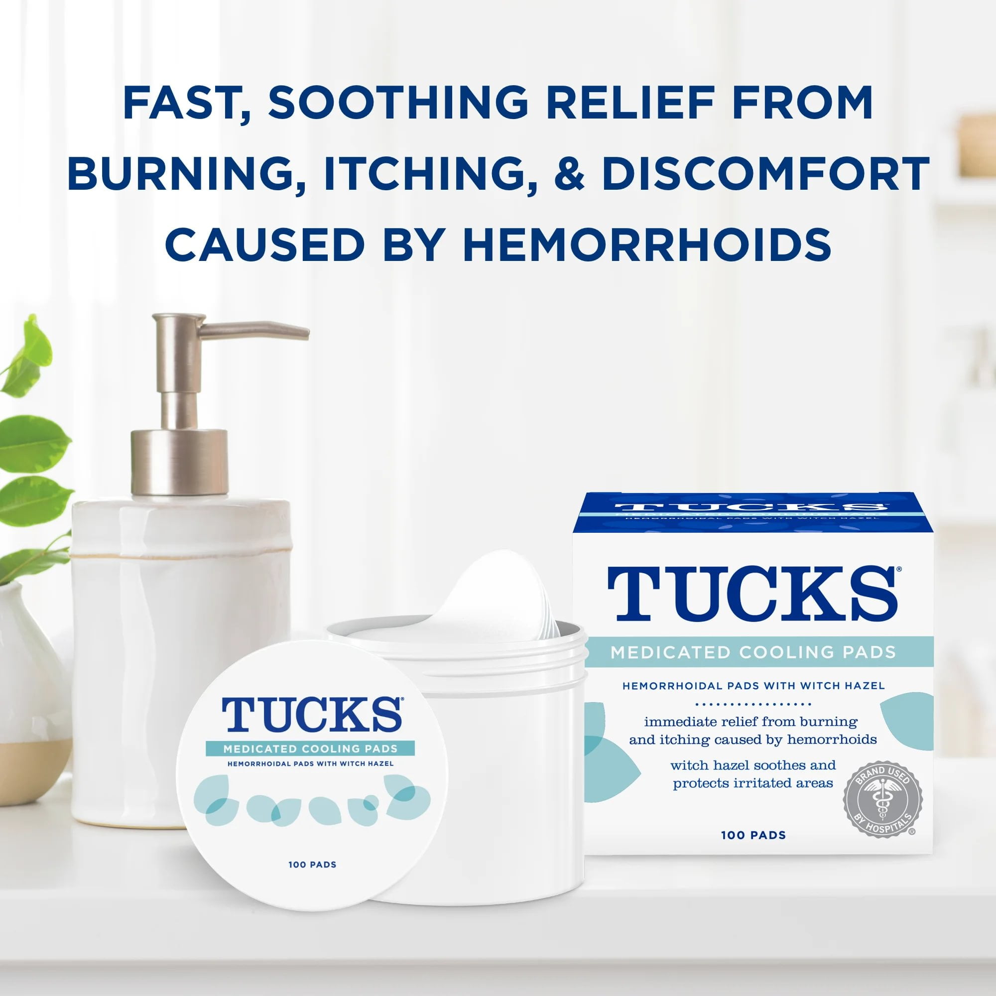 TUCKS® Medicated Cooling Pads with Witch Hazel, Hemorrhoid Treatment ...