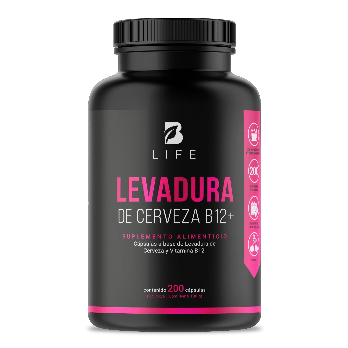 Vitamina B12 con 200 Cápsulas. Ingredientes naturales: Levadura ...