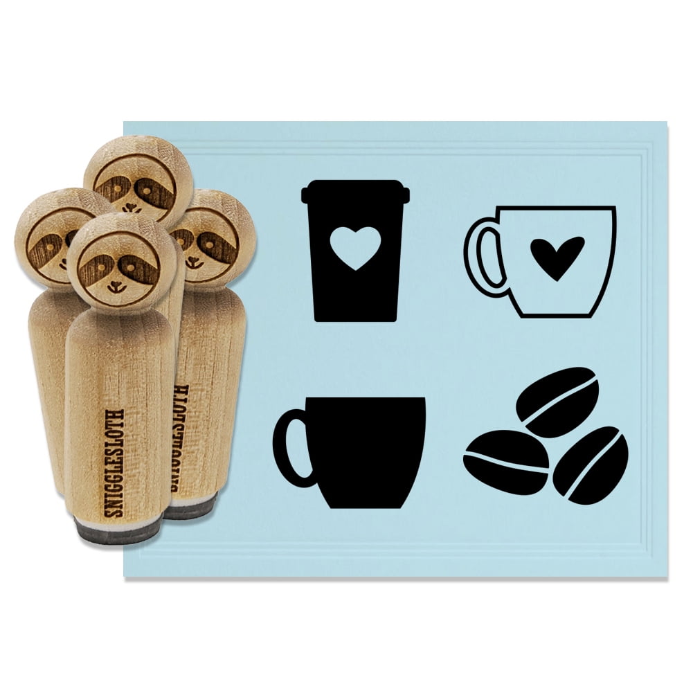 Coffee Mug Cup Carafe Heart Beans Rubber Stamp Set for Scrapbooking ...