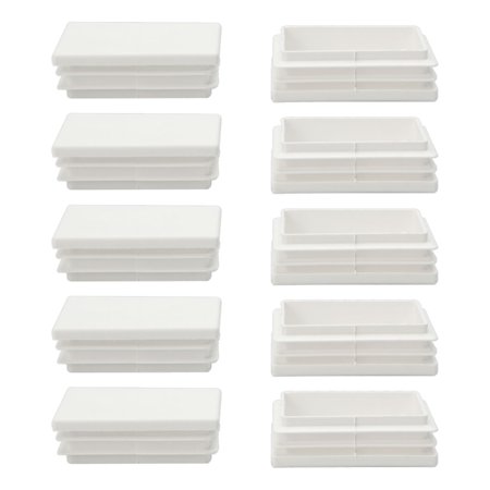 10pcs 40 x 60mm Plastic Rectangle Ribbed Tube Inserts End Cover Cap ...
