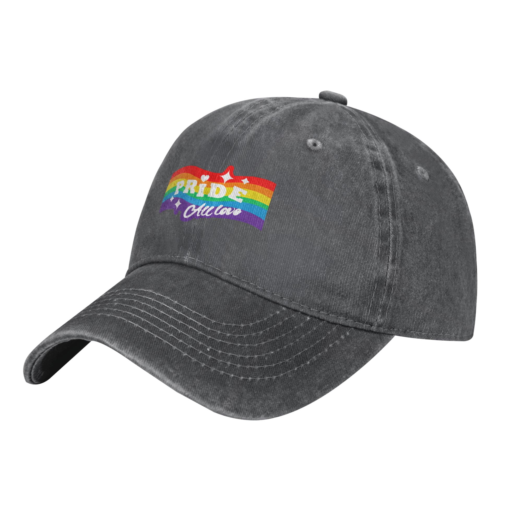LGBT Pride Rainbow Flag Pattern Baseball Cap, Adjustable Washed Cotton ...