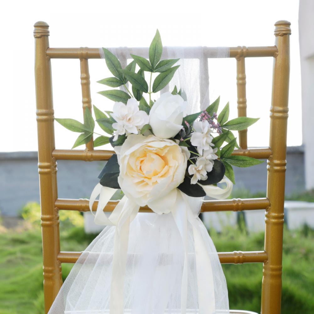 Sawpy Wedding Aisle Chair Decorations - Pew Flowers with Drapery ...