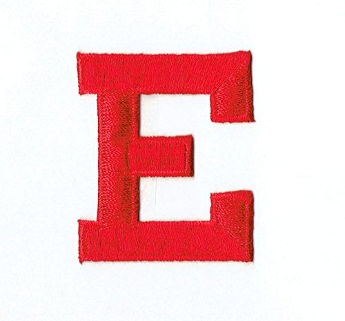 Alphabet Letter - E - Color Red - 2" Block Style - Iron On Embroidered ...