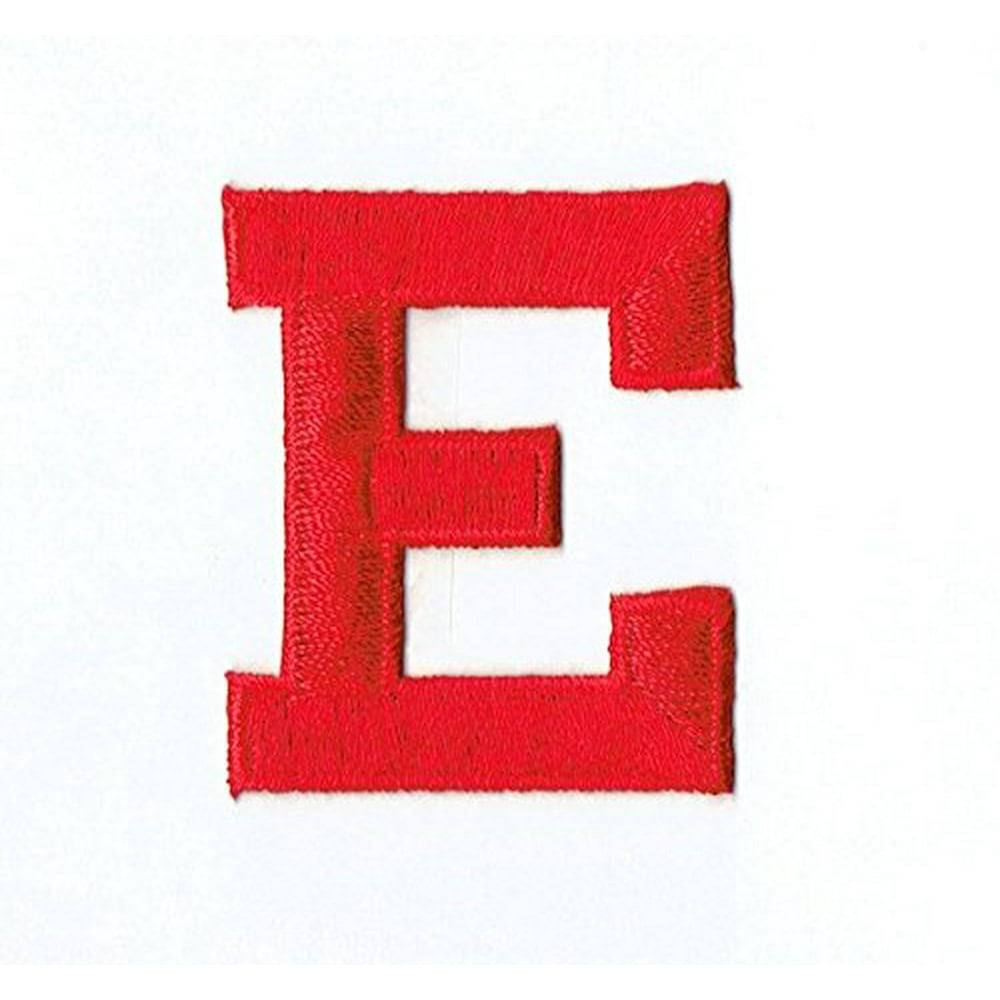 Alphabet Letter - E - Color Red - 2" Block Style - Iron On Embroidered ...