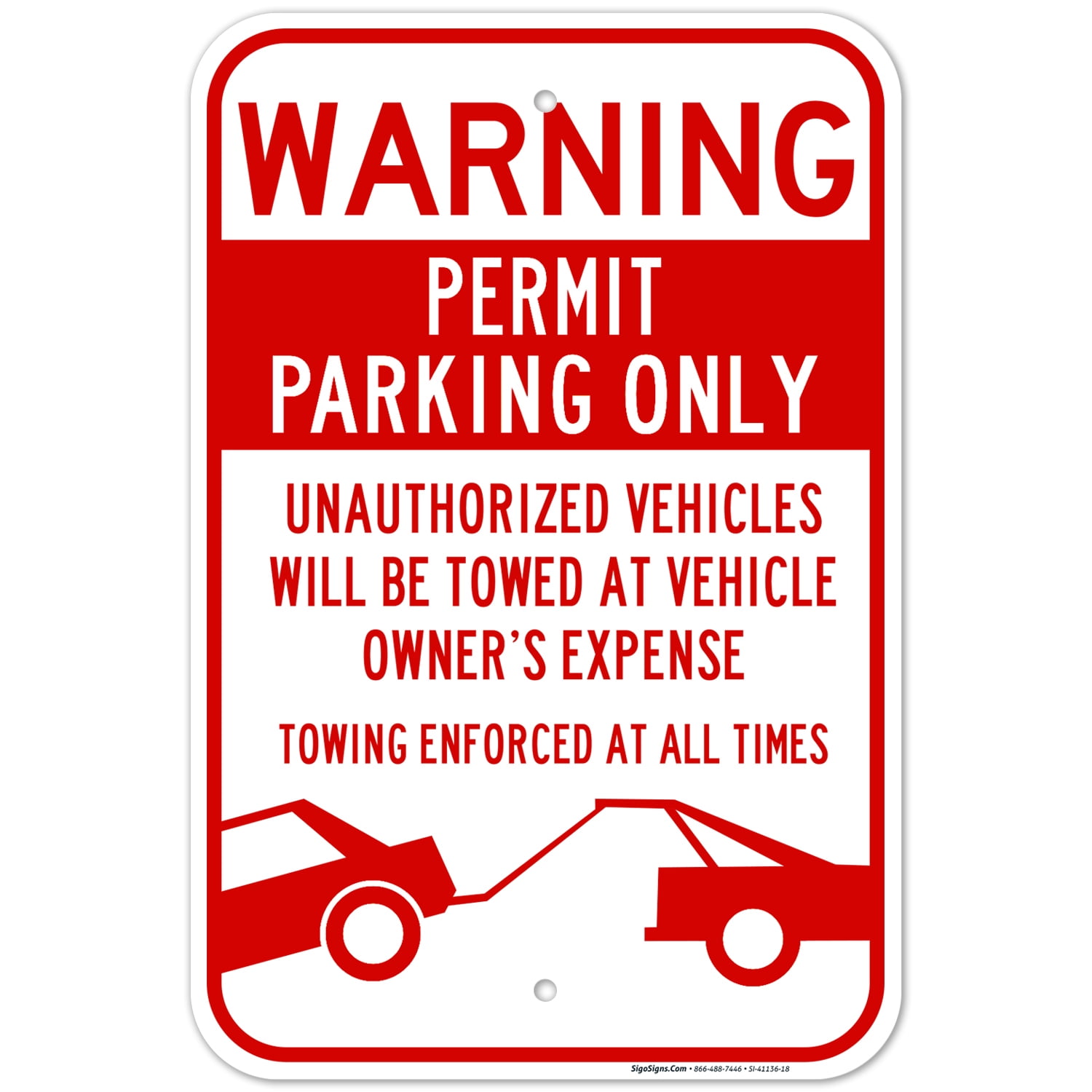 Permit Parking Only with Warning Sign, - Walmart.com