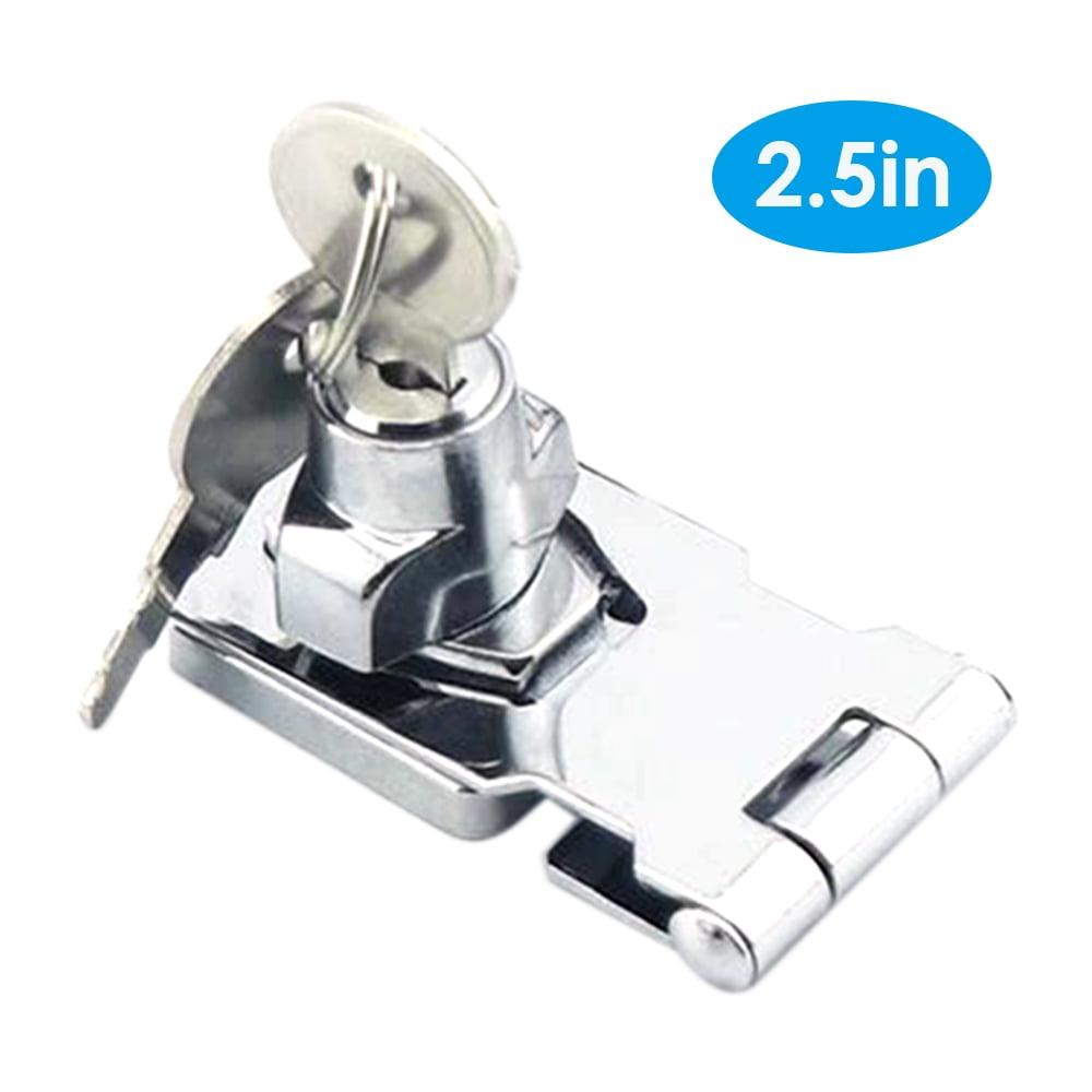 Amdohai Door Lock Latch Cabinet Locks With Keys Hasp Lock Chrome Plated Garage Door Hasp Lock Staple Security Lock 2.5