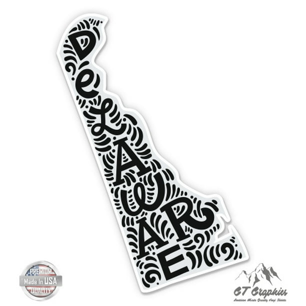 Delaware State Shape Cute Letters Native Local - 3" Vinyl Sticker - For ...
