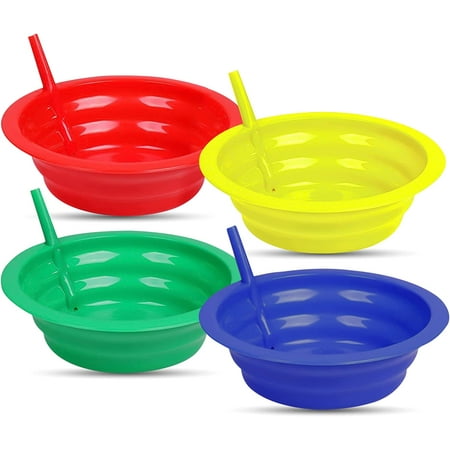 Sippy Bowl 22 Ounce Plastic Cereal Bowl with Built in Straw for Kids ...
