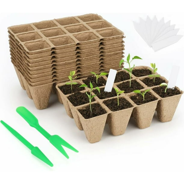 20 Packs -240 Cells Degradable Seed Pod Pots Fiber Seed Starter Pots ...