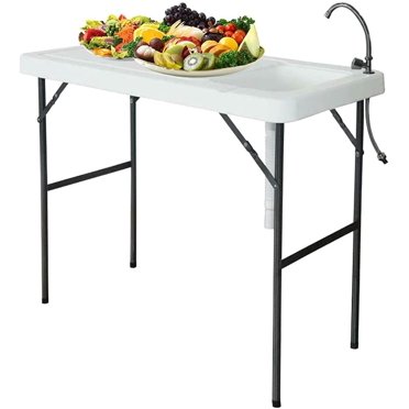 Outsunny 4FT Outdoor Fishing Plastic Prep Station: Portable, Foldable ...