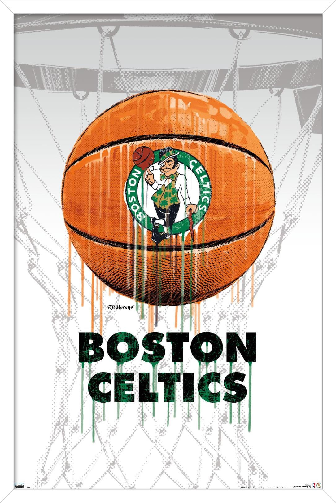 NBA Boston Celtics - Drip Ball 20 Wall Poster, 22.375" x 34", Framed ...