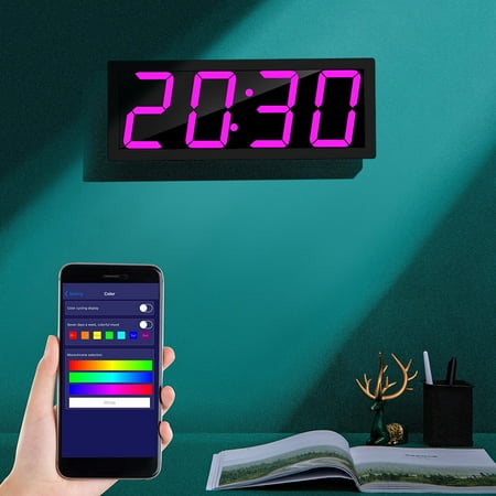 Smart Large Digital Wall Clock App Control Time/ Date/ Temperature 100 ...