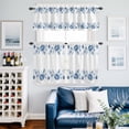 Blue Roses Kitchen Curtains Set for Windows, Botanical Floral Leaf ...