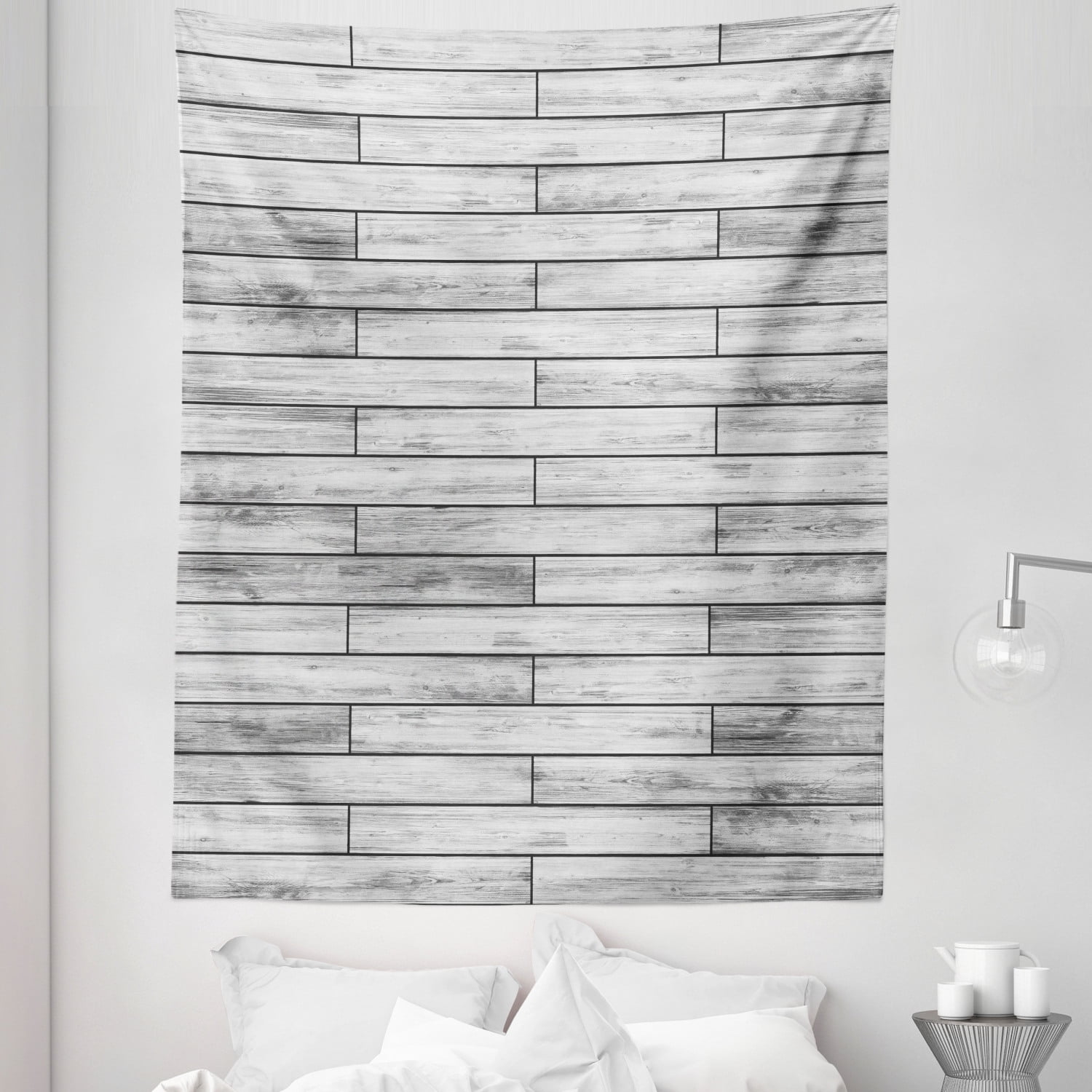 Rustic Home Tapestry, Picture of a Parquet Grey Wood Texture Rusty ...