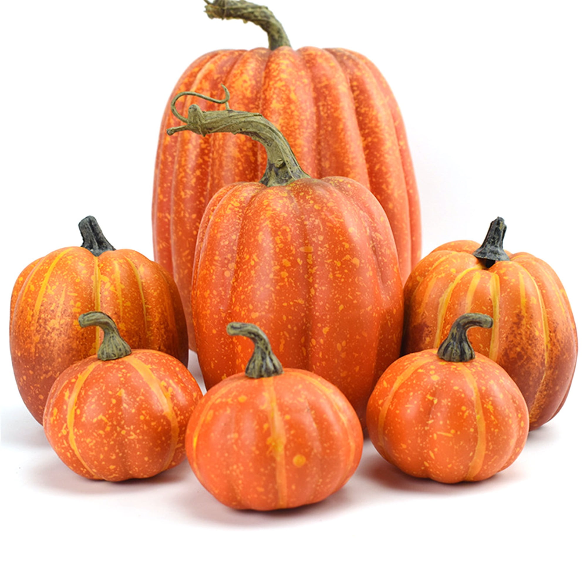 7Pcs Assorted Artificial Halloween Pumpkins, Lifelike Simulation Mixed ...