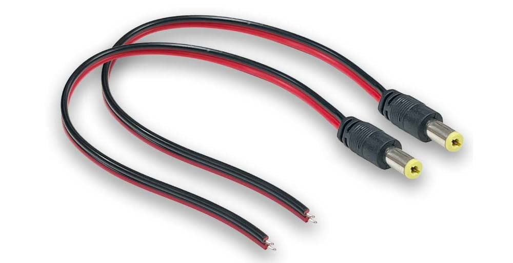 Pack Of 2 Male DC Power Plug 2.1mm x 5.5mm To Open End Bare Lead Power ...