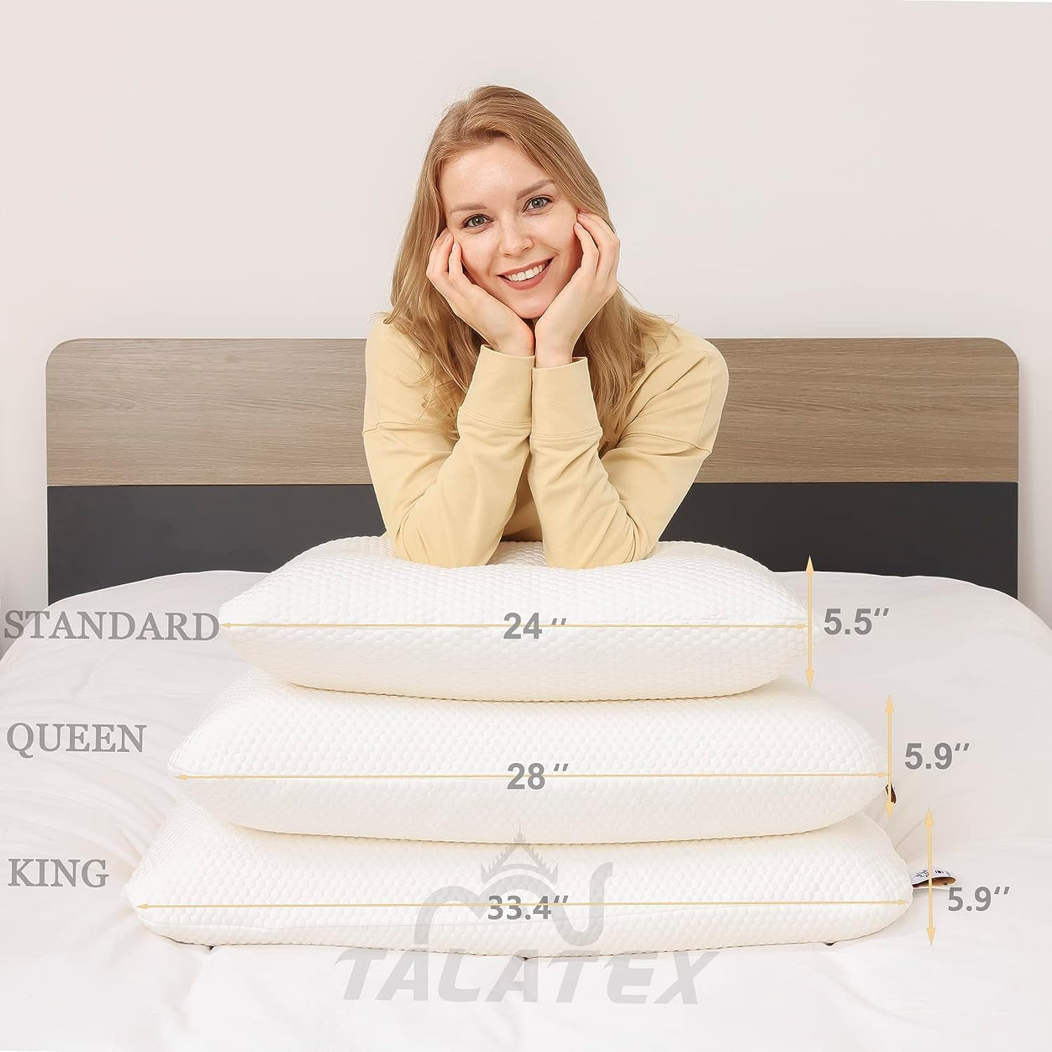 TalatexHome Talalay 100 Natural Premium Latex Pillow Helps Relieve Pressure No Memory Foam Chemicals Perfect Package Best Gift with Removable Tencel Cover King Pack of 1 Soft Walmart