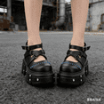 Gothic Punk Style Round Toe Shoes Thick Sole Platform Chunky Heels ...