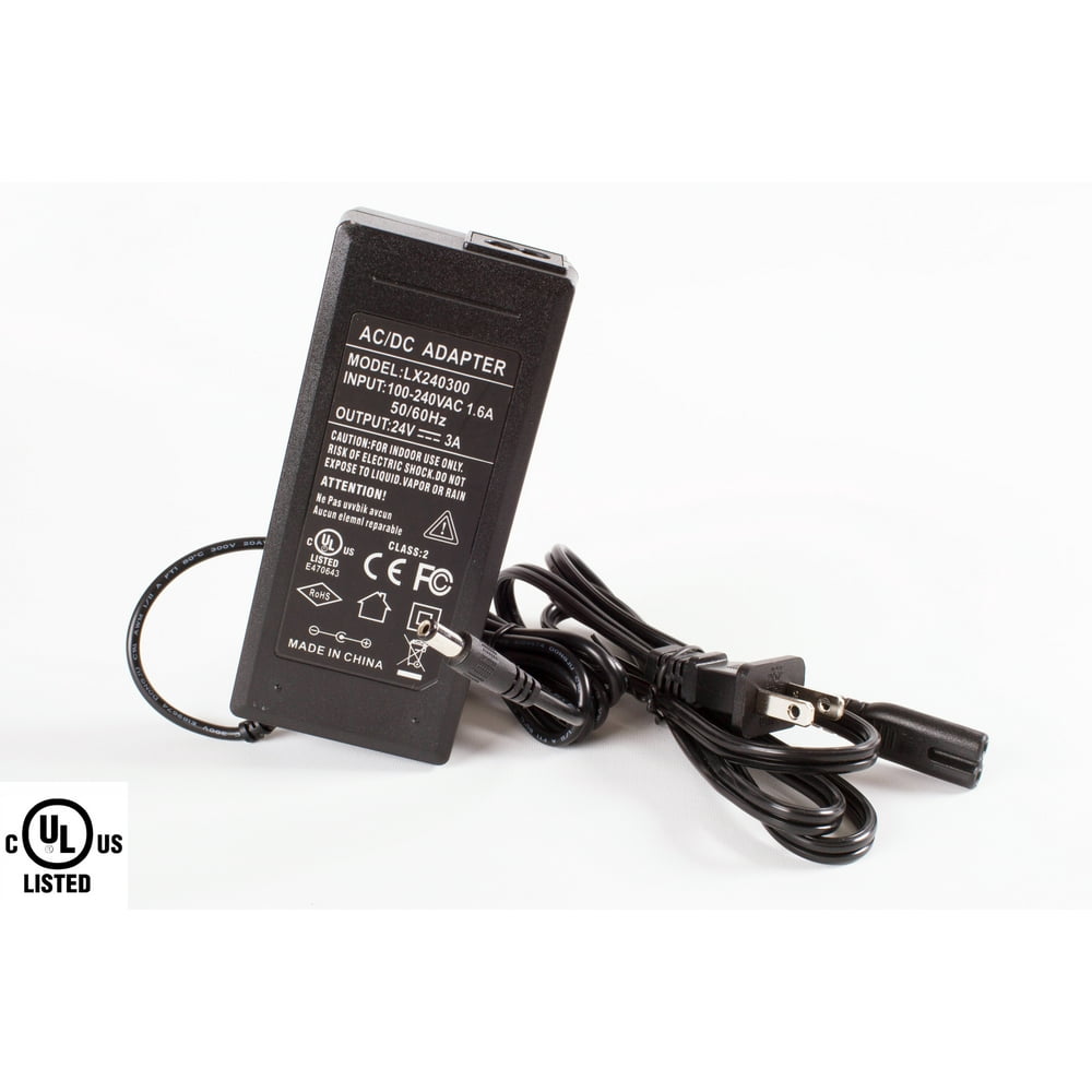 UL Listed AC 100-240V to DC 24V 3A 72w LED Light AC Adapter High Power ...