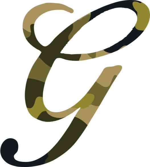 2.75in x 3in Camo Cursive G Monogram Sticker Fancy Vinyl Vehicle ...